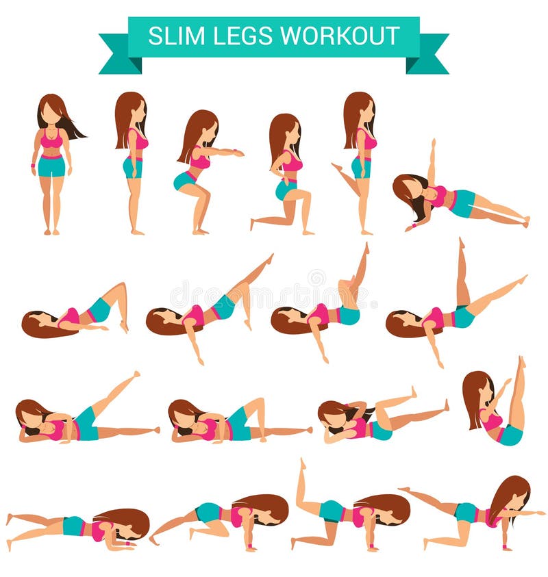 Woman Dumbbell Workout Fitness and Exercises. Stock Vector ...