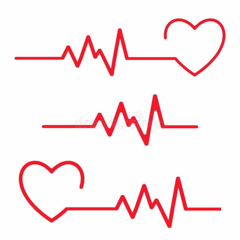Set Of Cardiogram Design Elements Heartbeat Line Isolated On White
