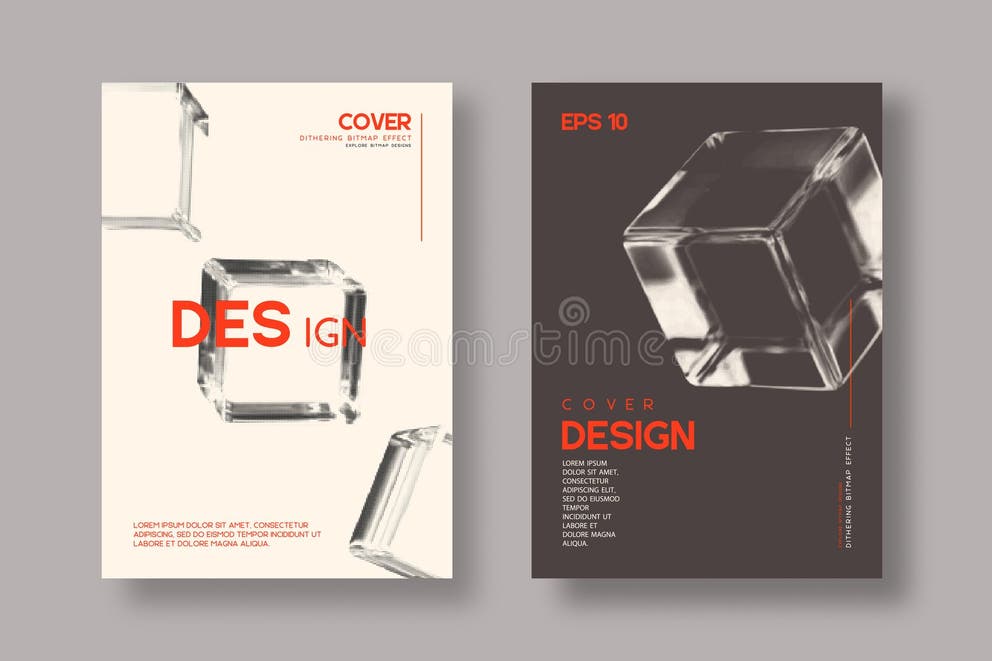 Set of Cards with Bitmap Dithering Cubes. Stock Illustration ...