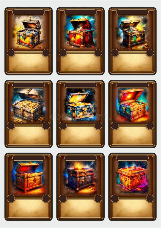 A Set of Cards from the Category "Items", for a Board Game. Treasure ...