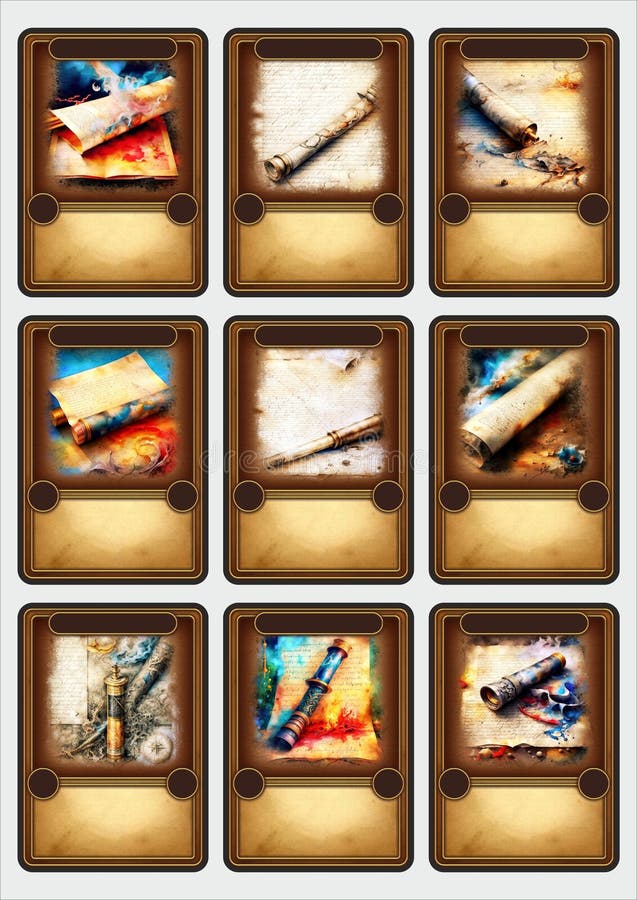 A Set of Cards from the Category "Objects". a Set of Mysterious Scrolls ...