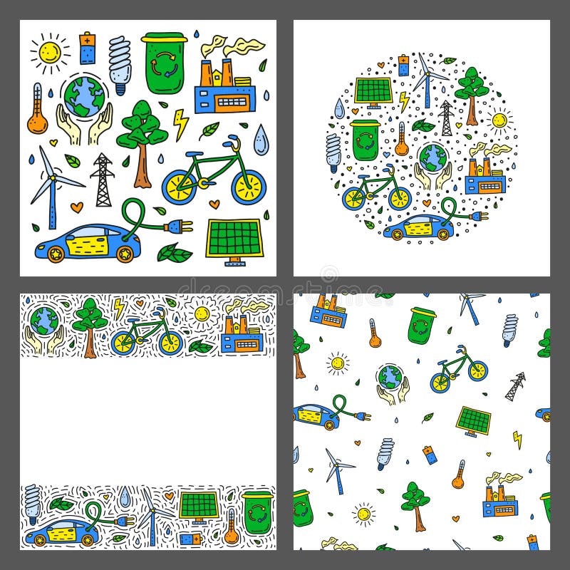 Doodle Ecology Seamless stock vector. Illustration of doodle - 49364285
