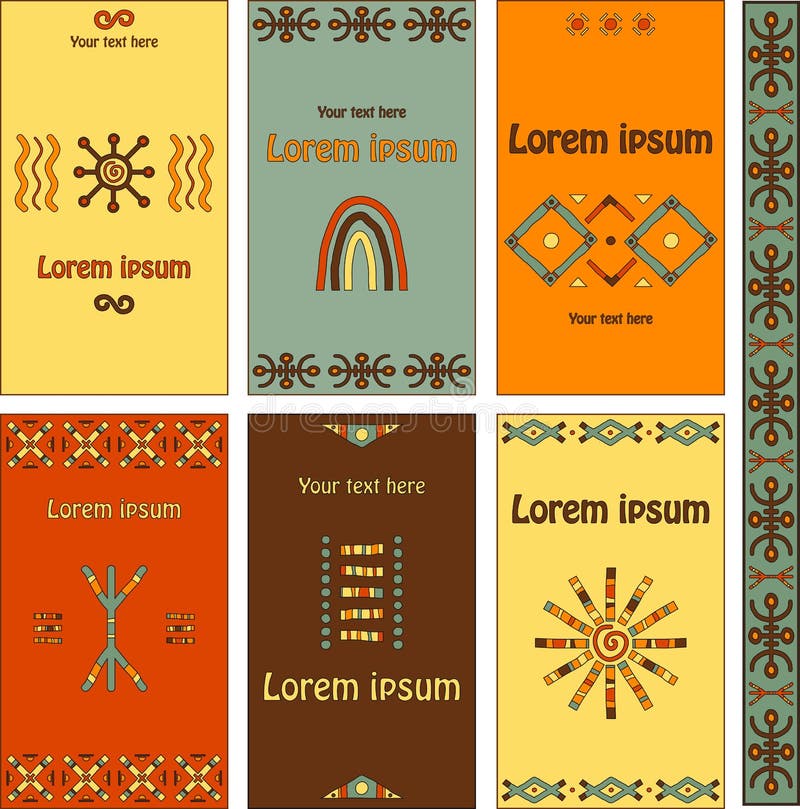 A Set of Cards with Elements in the African Style. Stock Vector ...