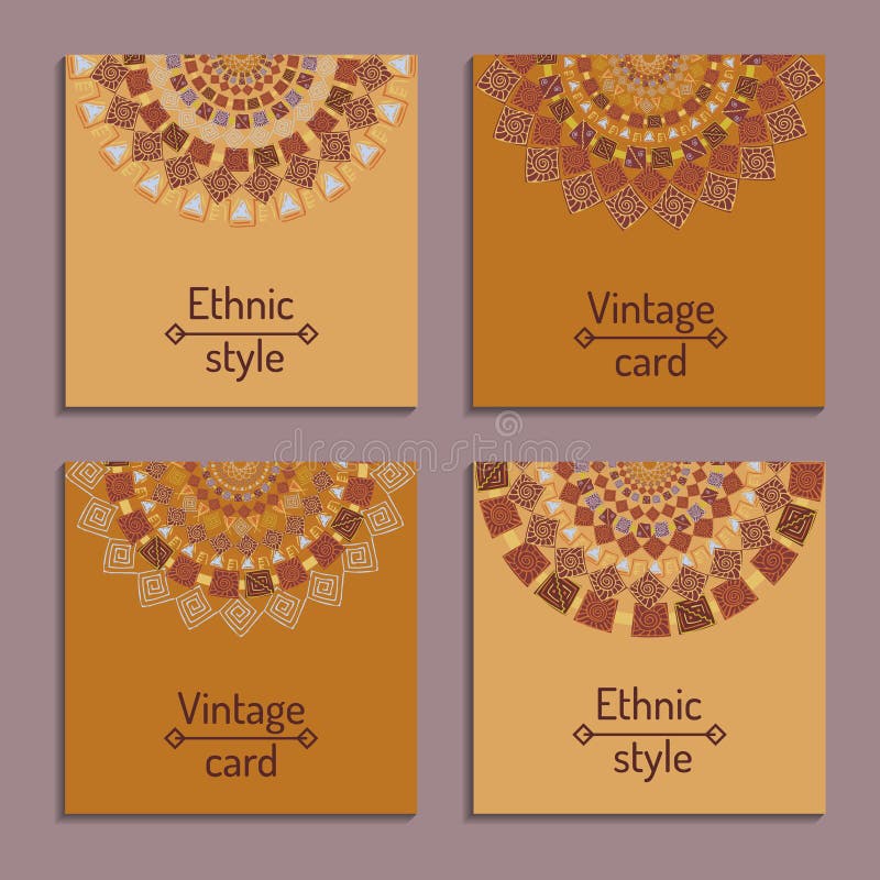Set of Cards with Ethnic Design Stock Vector - Illustration of drawn ...
