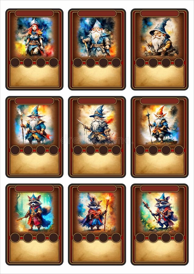 A Set of Cards from the Category "Heroes", for a Board Game. Set of ...