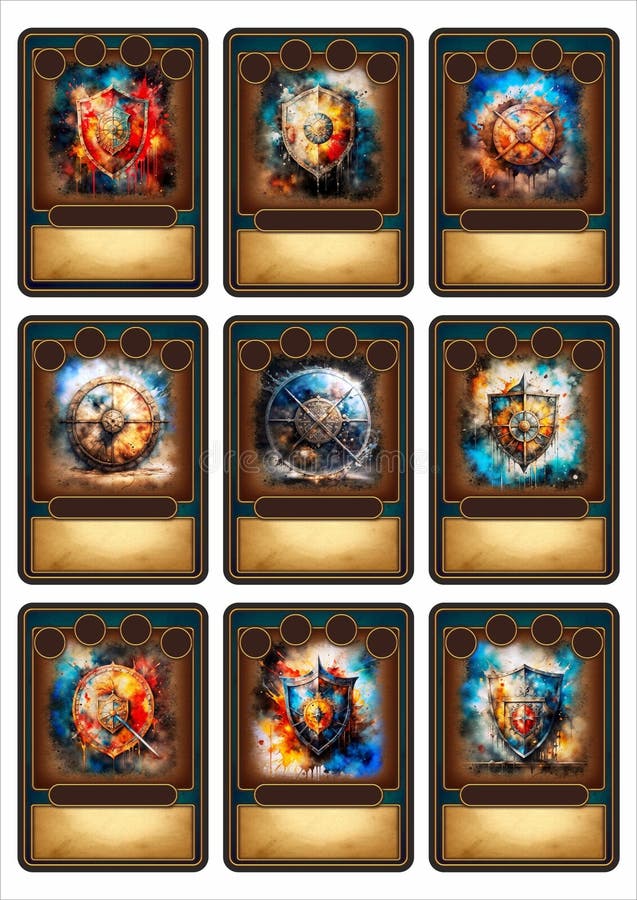 A Set of Cards from the "Weapons and Armor" Category, for a Board Game ...