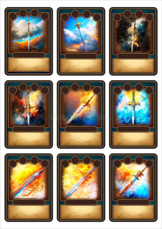 A Set of Cards from the "Weapons and Armor" Category, for a Board Game ...