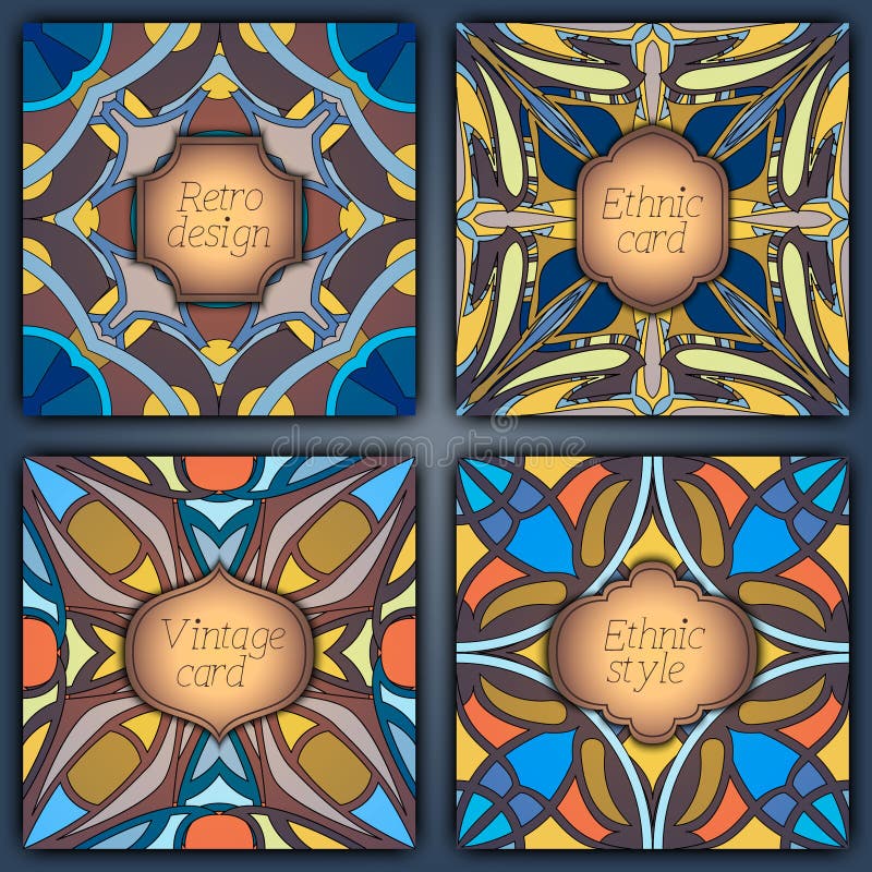 Set of Cards in Vintage Style. Vector Design Templates. Vintage Frames ...