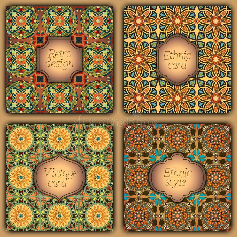 Set of Cards in Vintage Style. Vector Design Templates. Vintage Frames ...