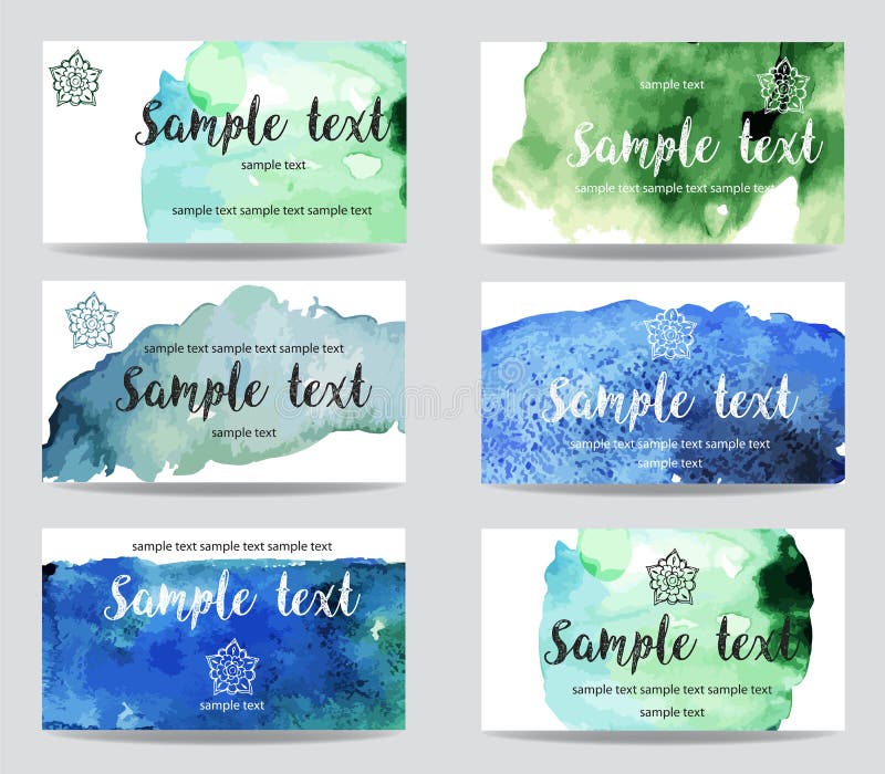 Set of Cards with Watercolor Paint Background Stock Vector ...