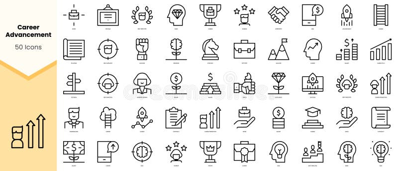 Set of Career Advancement Icons. Simple Line Art Style Icons Pack Stock ...
