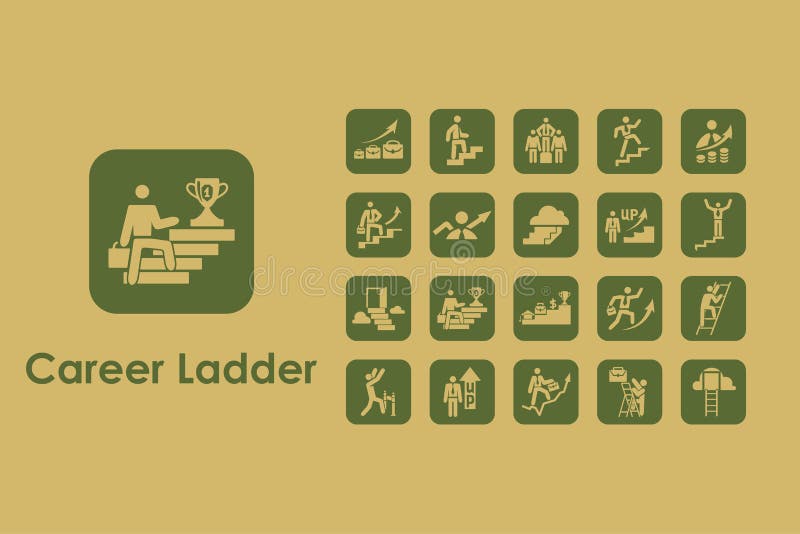 Set of Career Ladder Simple Icons Stock Vector - Illustration of flat ...