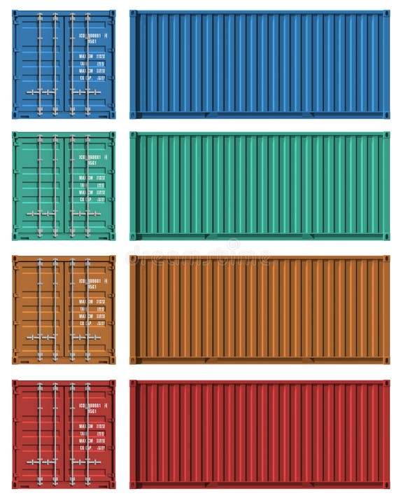 Set of Cargo Container Templates Stock Illustration - Illustration of ...