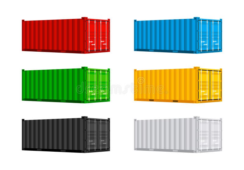 Set Cargo Containers. Freight Shipping, Delivery and Transportation ...