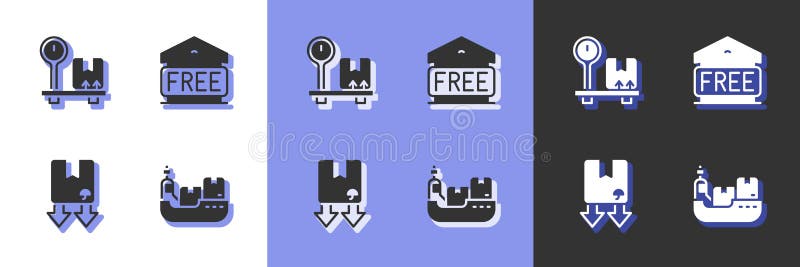 Set Cargo Ship with Boxes Delivery, Scale Cardboard, Cardboard Traffic ...