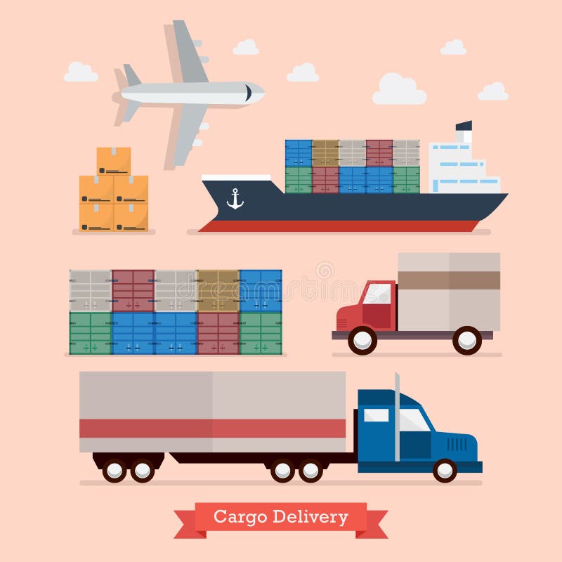 Set of Cargo Transportation Stock Vector - Illustration of package ...