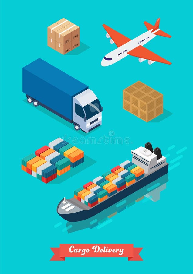 Cargo Container Isometric View Stock Vector - Illustration of ...