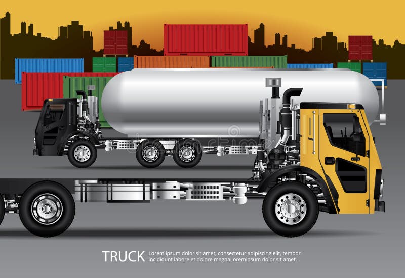 Set of Cargo Trucks Transportation with Container Isolated Stock Vector ...