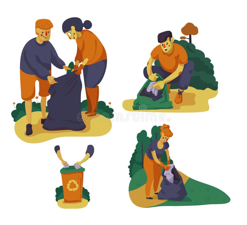 Set: Caring for the Environment. Stock Vector - Illustration of ...