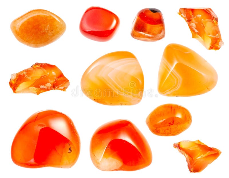Set of Carnelian Cornelian Gemstones Isolated Stock Image - Image of ...