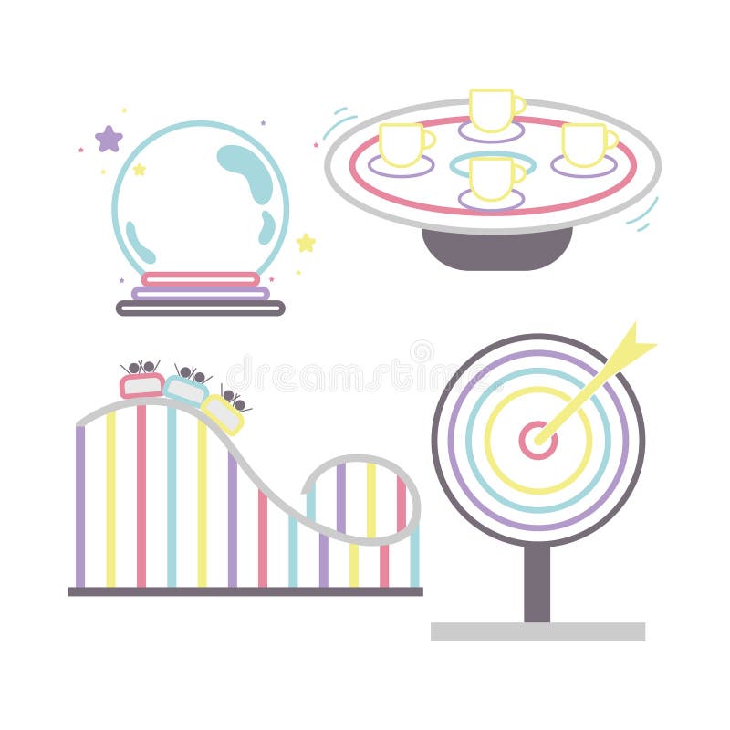 Set of Carnival Amusement Park Icons Vector Stock Vector - Illustration ...