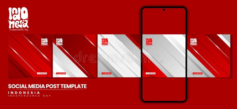 Set of Carousel Post Design with Red White Gradient Background for ...