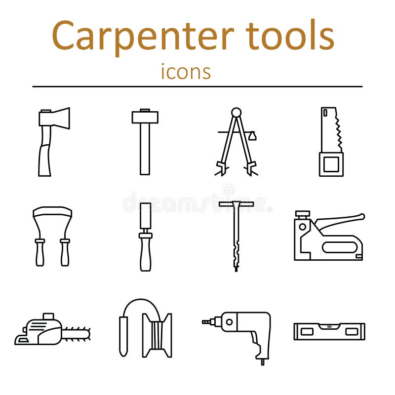 Carpenter Tools. Color Silhouette Vector Illustration. Stock Vector ...