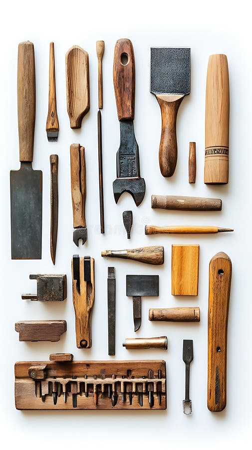 Set of Carpenter Tools on White Background Top View Stock Illustration ...