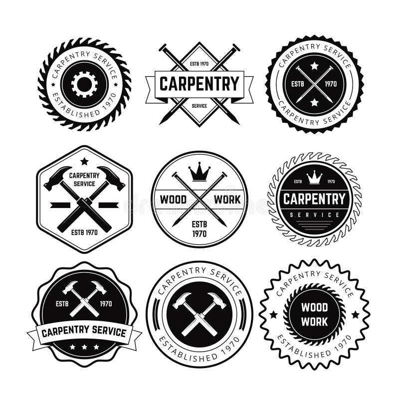 CARPENTRY BADGE VECTOR stock vector. Illustration of sawmill - 158223370