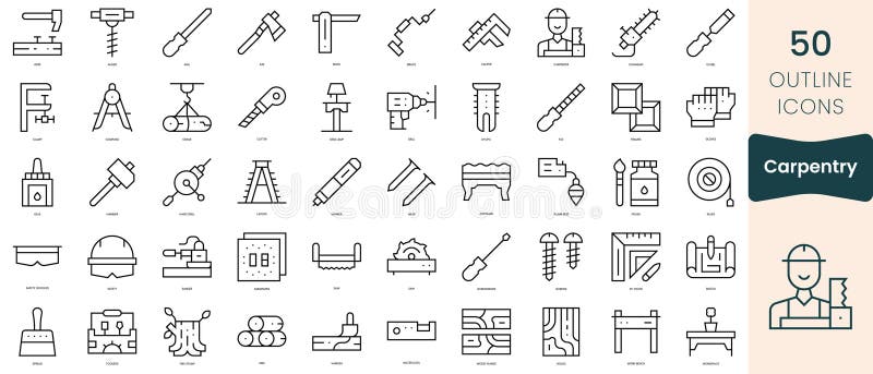 Set of Carpentry Icons. Thin Linear Style Icons Pack Stock Vector ...