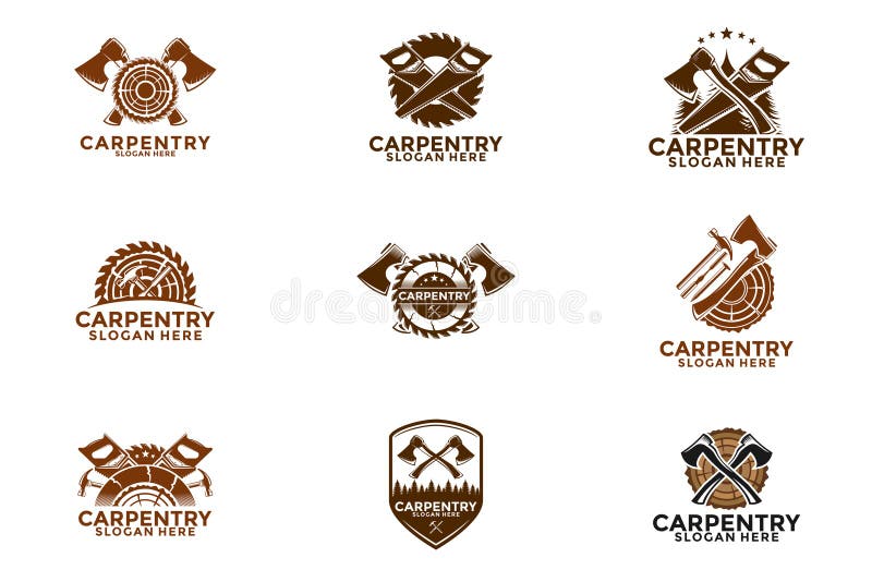 Set of Carpentry Logo Design Vector Template Stock Vector ...