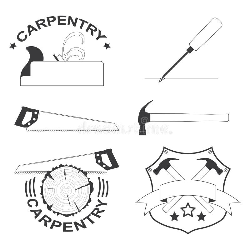 Set of Carpentry Tools and Logos Stock Vector - Illustration of ...