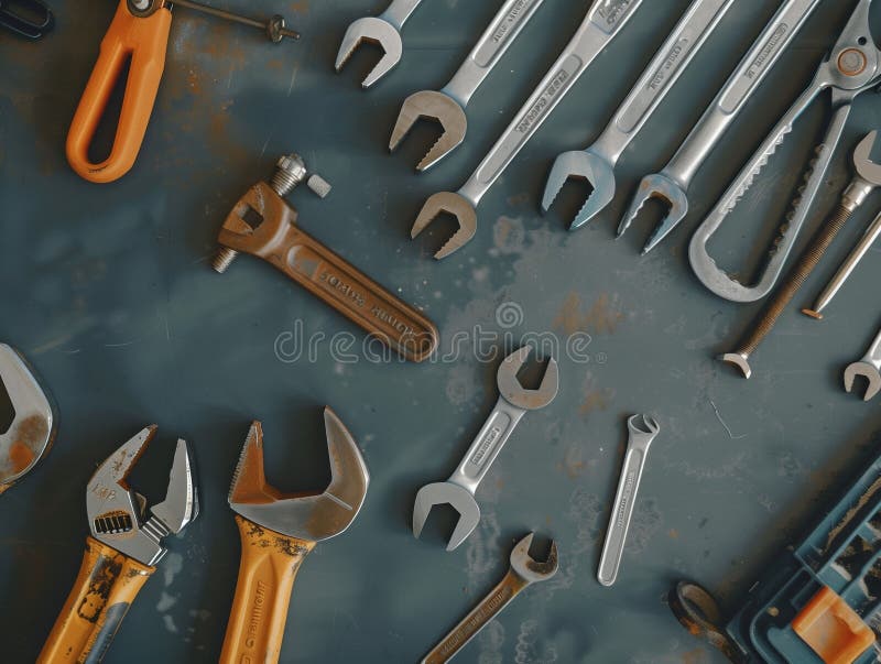 Set of Carpentry Tools on Pure Background Top View. Carpenter Working ...