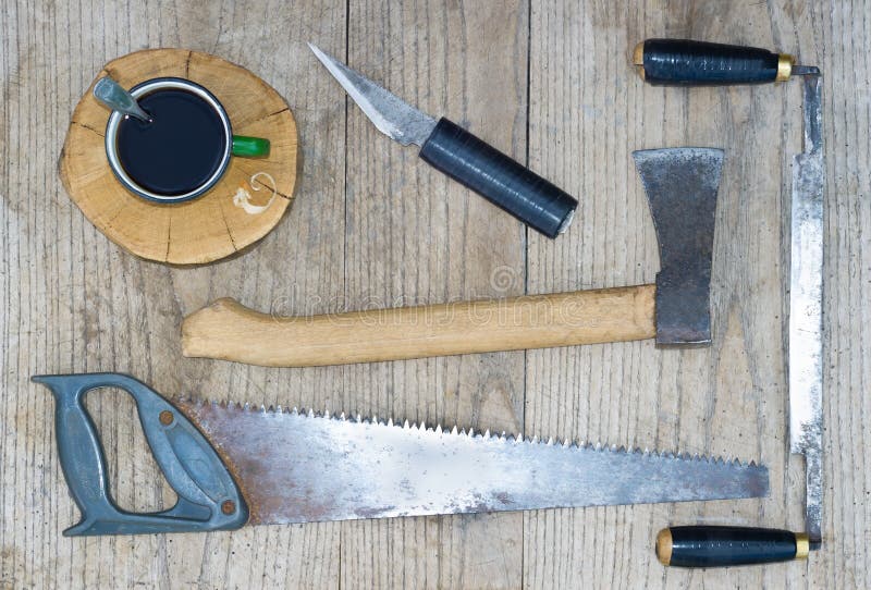A set of carpentry tools stock photo. Image of wood - 102061104
