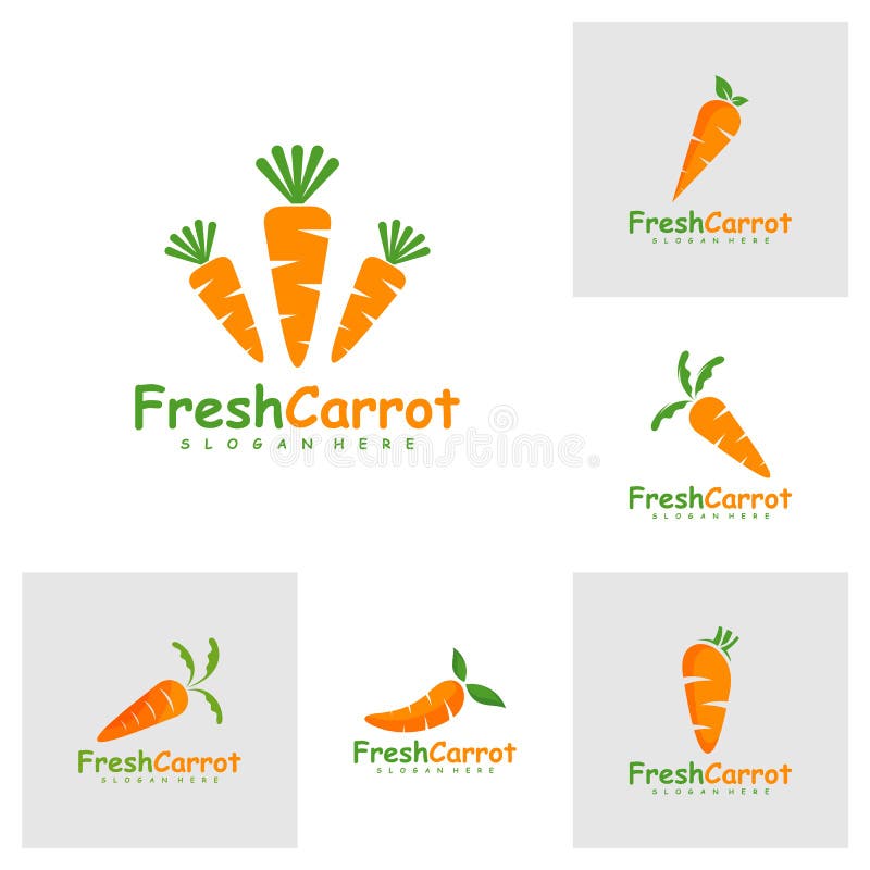 Set of Carrot Logo Design Vector, Creative Carrot Logo Design Template Illustration Stock ...