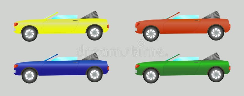 Set of Cartoon Cars in Different Colors Stock Vector - Illustration of ...