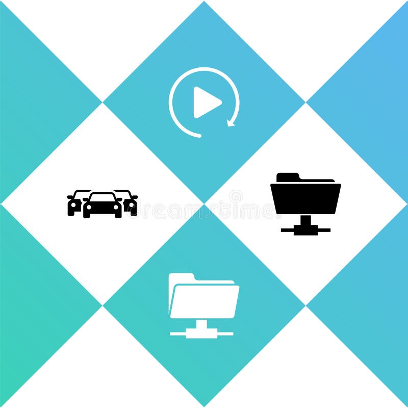 Set Cars, FTP Folder, Video Play Button and Icon. Vector Stock ...