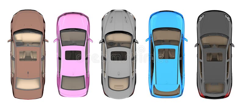 Set of Cars Isolated on White Top View Stock Illustration ...
