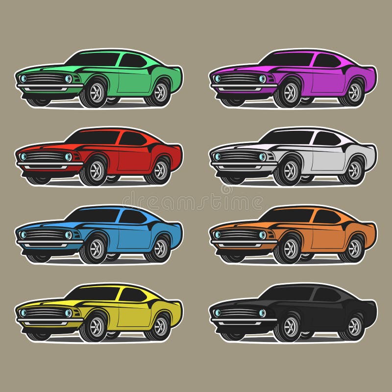 Set of Cars in Playful Drawing Style. Different Colors Stock ...