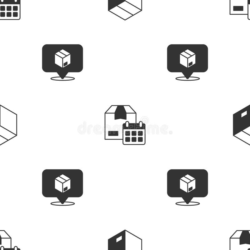 Set Carton Cardboard Box, Cardboard with Calendar and Location on ...