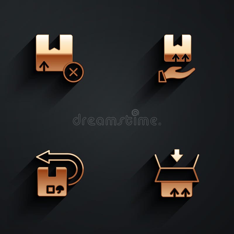 Set Carton Cardboard Box, Delivery Hand with, Return and Icon with Long ...