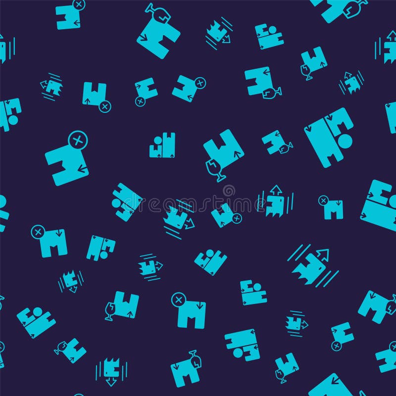 Set Carton Cardboard Box, Package with Fragile Content and on Seamless ...