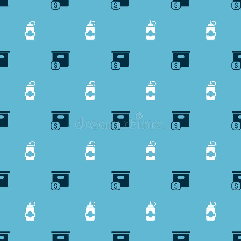 Set Carton Cardboard Box with Price and Sauce Bottle on Seamless ...