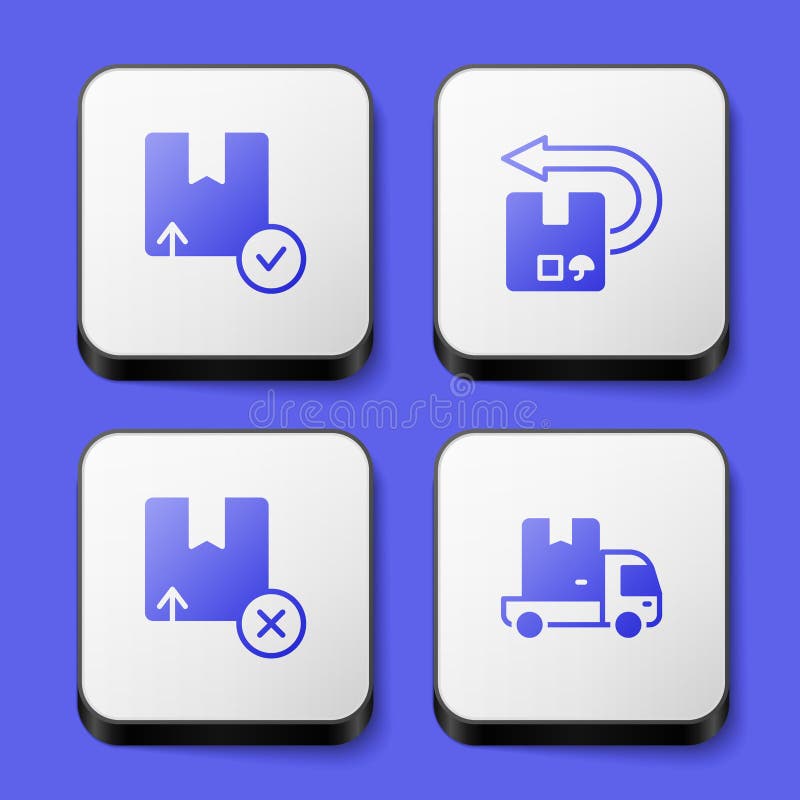 Set Carton Cardboard Box, Return, and Delivery Cargo Truck Icon. White ...