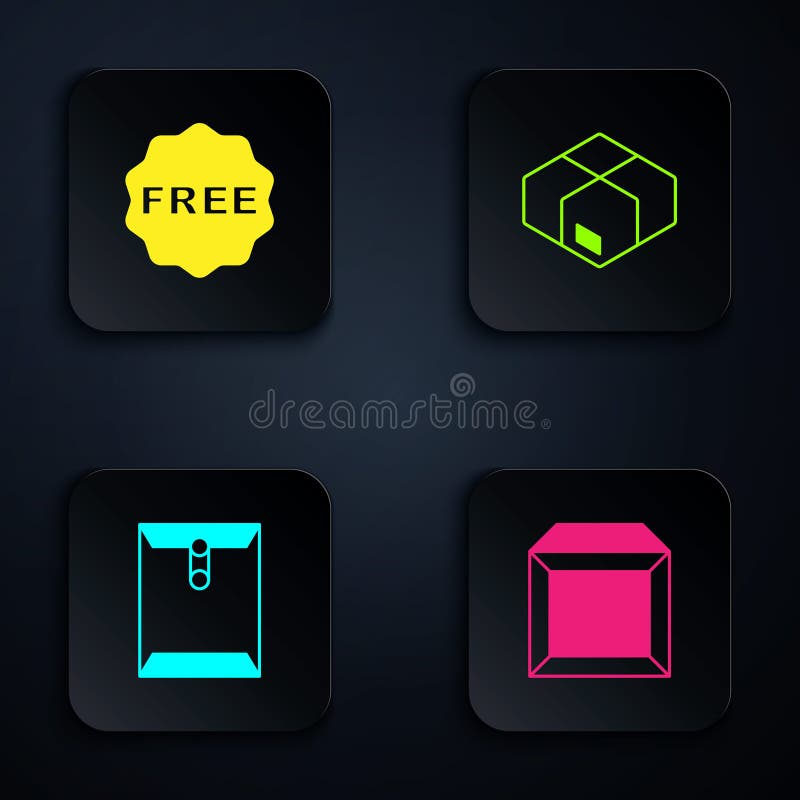 Set Carton Cardboard Box, Rice Tag with Free, Envelope and . Black ...