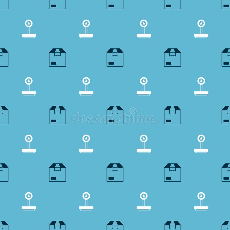 Set Carton Cardboard Box and Scale on Seamless Pattern. Vector Stock ...