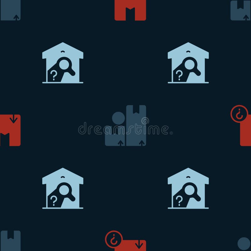 Set Carton Cardboard Box, and Warehouse Check on Seamless Pattern ...