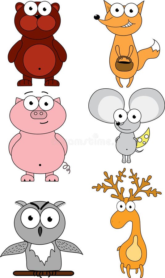 Set of cartoon animals stock vector. Illustration of character - 17003753