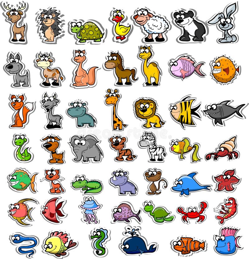 Set of Different Cute Animals Vector Stock Vector - Illustration of ...
