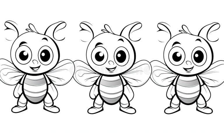 A Set of Cartoon Bees with Different Expressions Stock Illustration ...